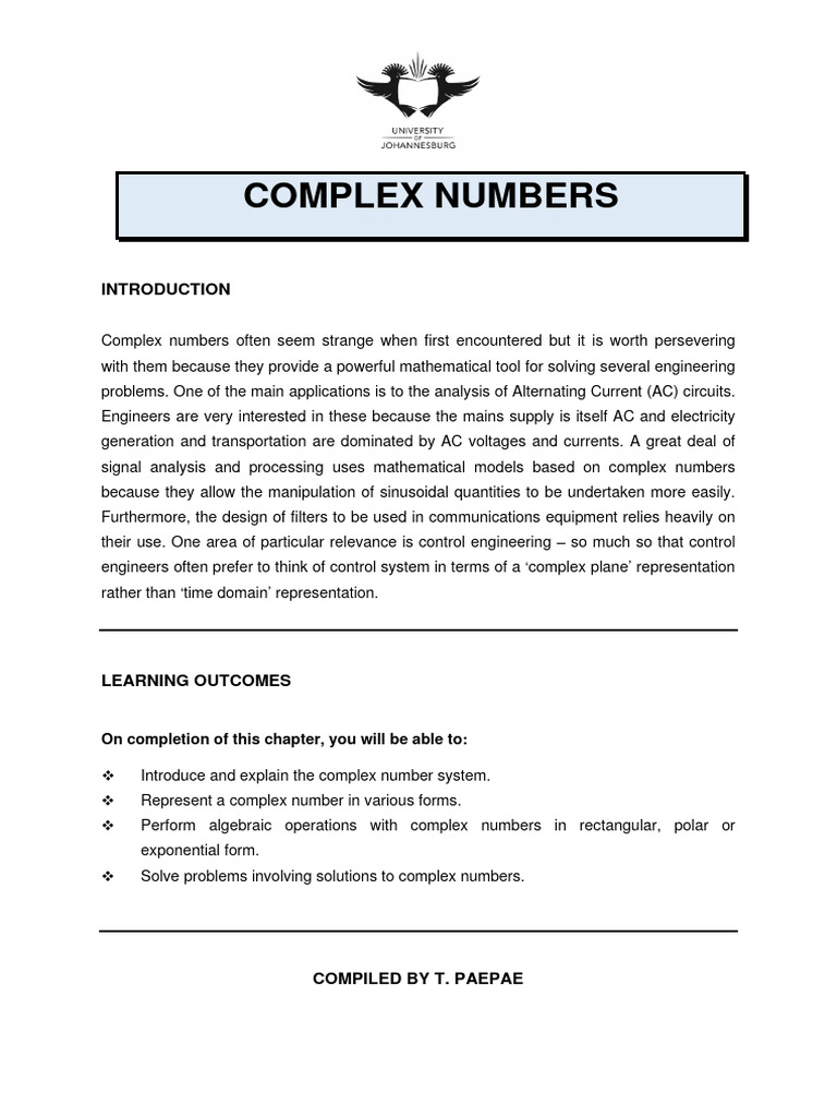 Complex Numbers | PDF | Complex Number | Numbers