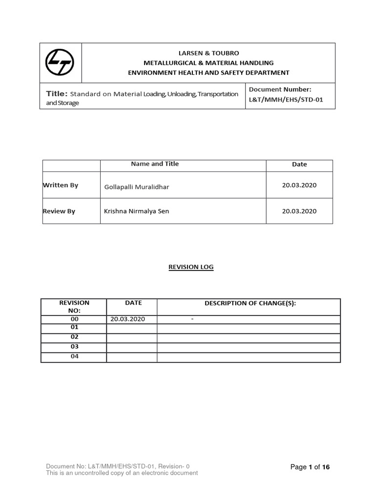 Material Handling SOP for Loading & Transport | PDF | Crane (Machine ...