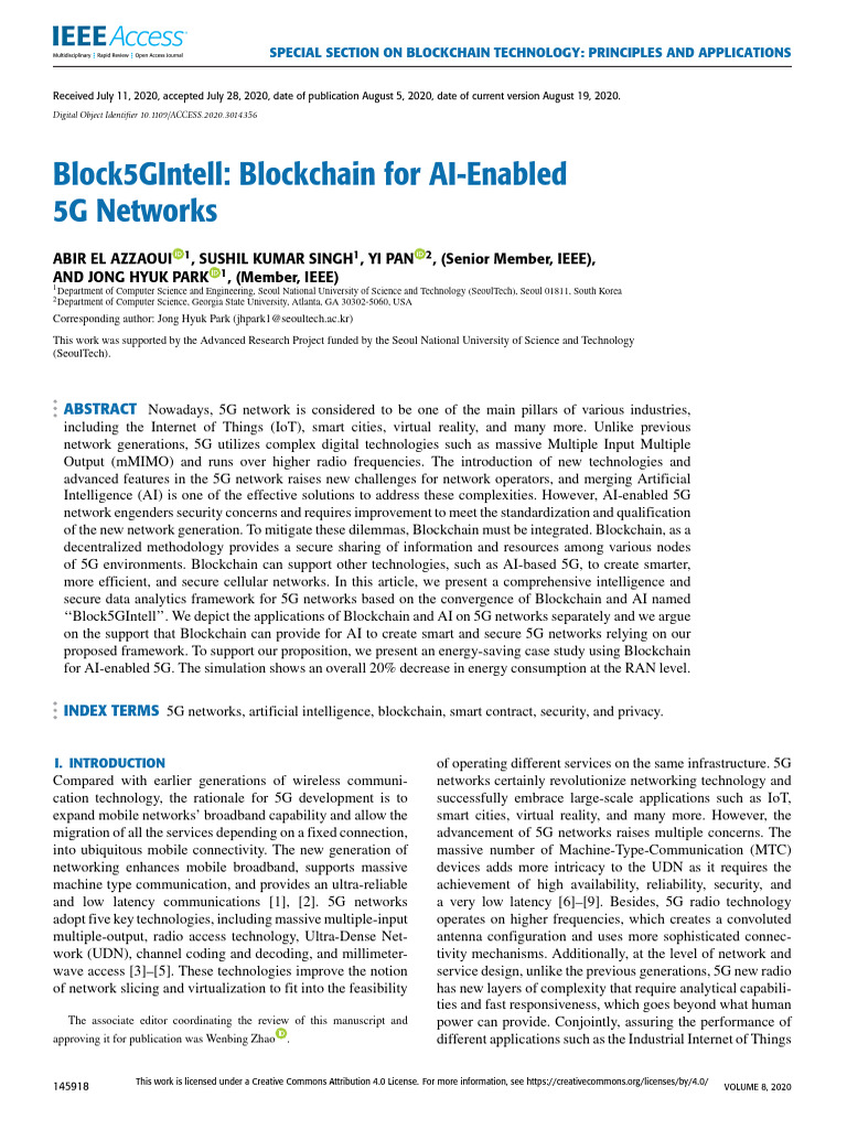 Block5GIntell Blockchain For AI-Enabled 5G Networks | PDF | Artificial Intelligence ...