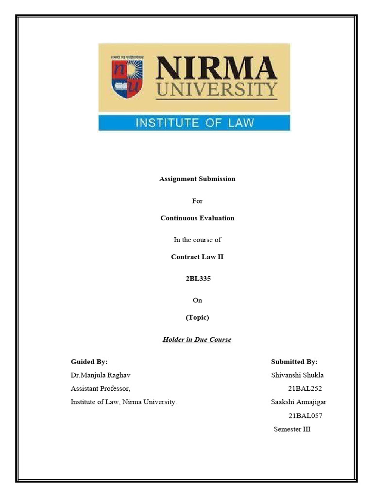 Understanding Holder in Due Course | PDF | Negotiable Instrument ...