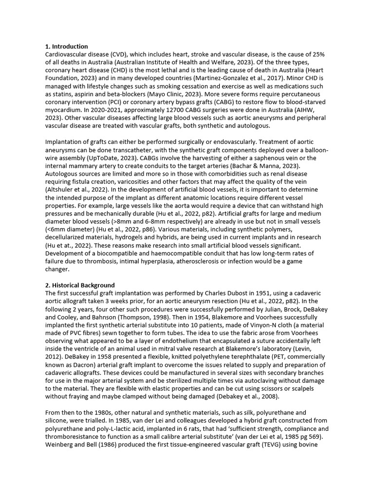 EGH424 Artifical Blood Vessel Group Report | PDF | Coronary Artery Bypass Surgery | Blood Vessel