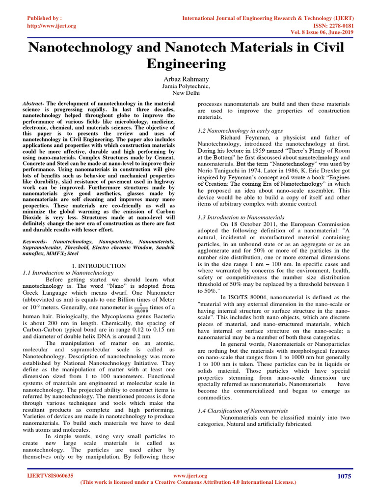 Nanotechnology and Nanotech Materials in | PDF | Nanotechnology | Nanomaterials