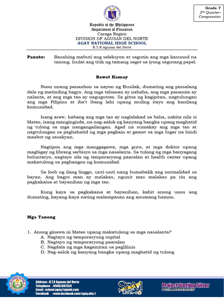 DEAR G7 Q3 W4 Compassion Bawat Kamay | PDF