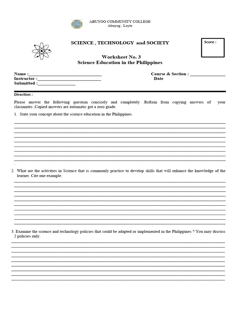 Worksheets No.3 | Download Free PDF | Science | Science Education