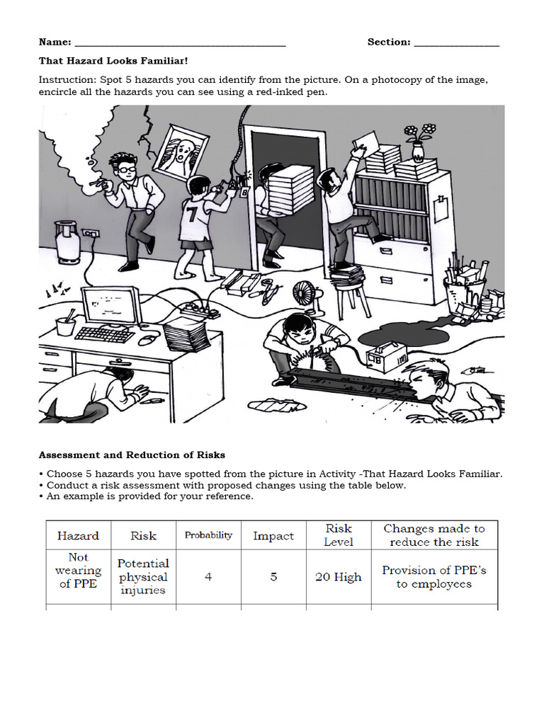 Hazard and Risk Assessment Activity | PDF
