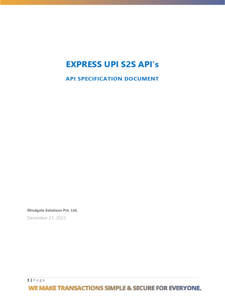 Express UPI StoS API Specification Document V1.0 | PDF | Payments | Computing
