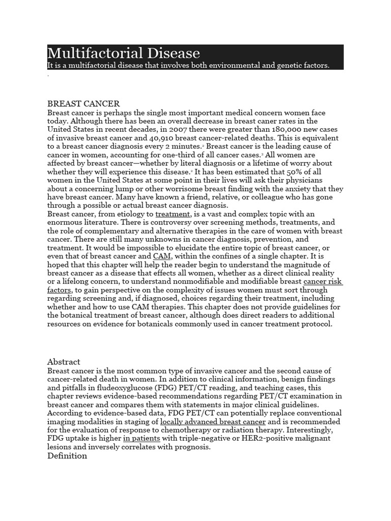 Multifactorial Disease | PDF | Breast Cancer | Cancer