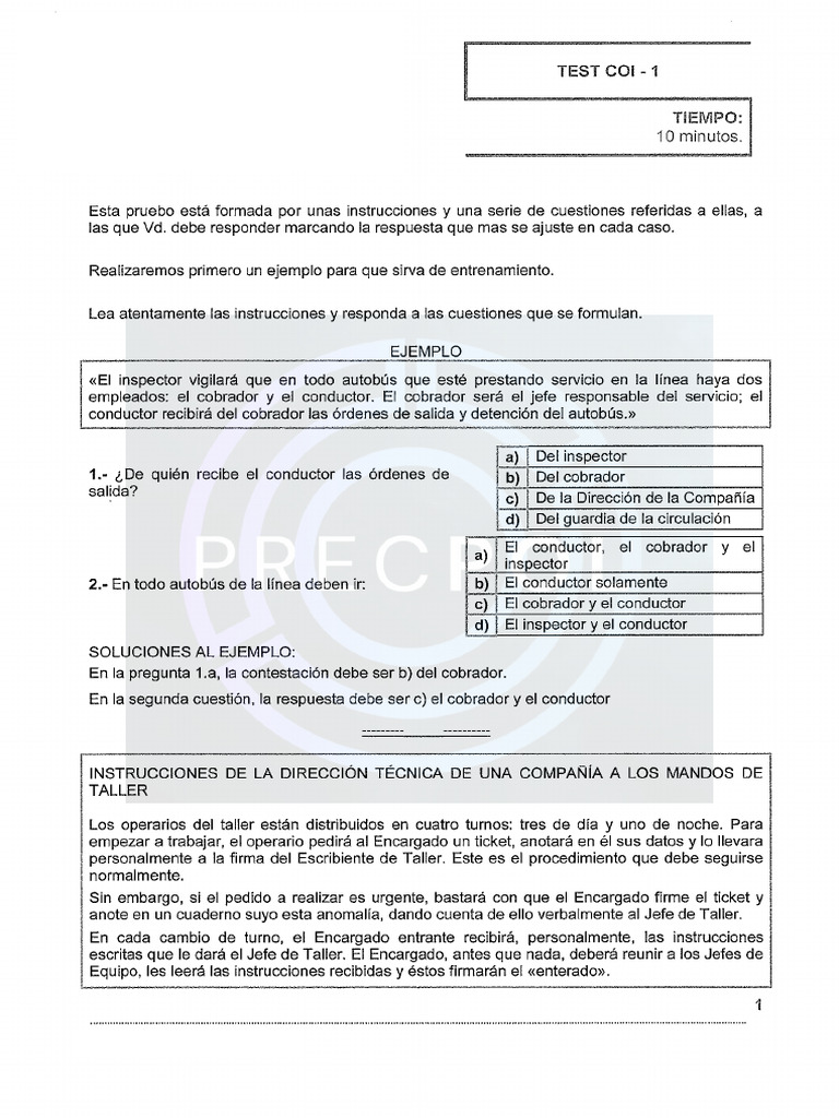 Test COI-1 | PDF
