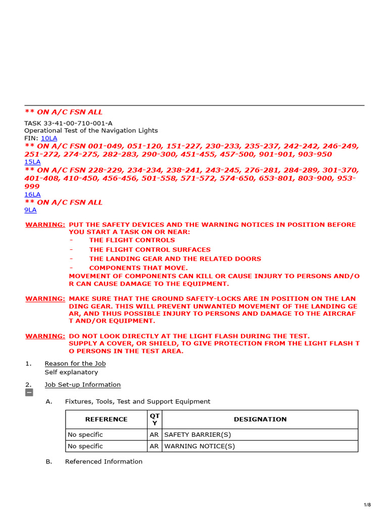 A320 Operational Test of The Navigation Lights | PDF | Transport ...