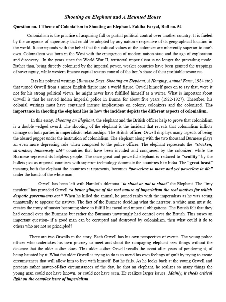 Shooting An Elephant and A Haunted House-Final | PDF | General Fiction