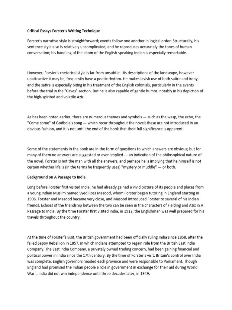 Writing Style of E.M Foster | PDF | History | Classics