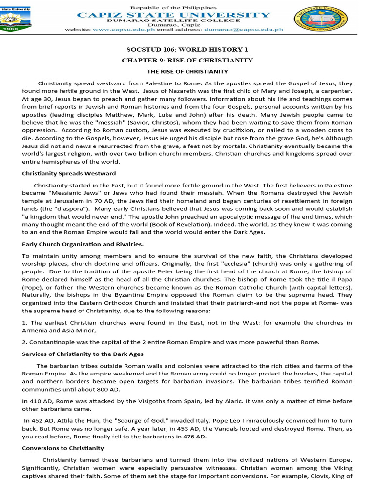 World History CHAPTER 9 11 | PDF | Catholic Church | Jesus