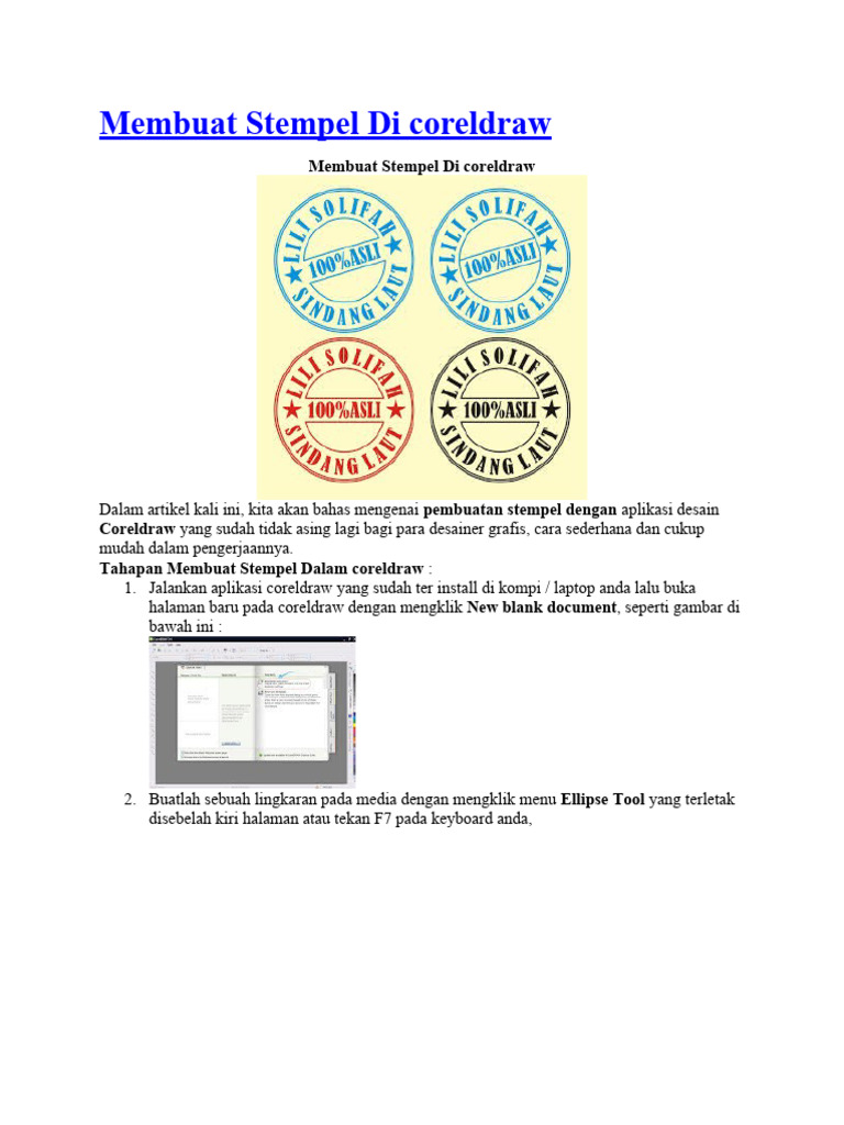Membuat Stempel Di coreldraw | PDF