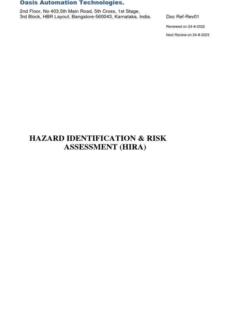 Hazard Identification and Risk Assesment | PDF | Risk | Hazards