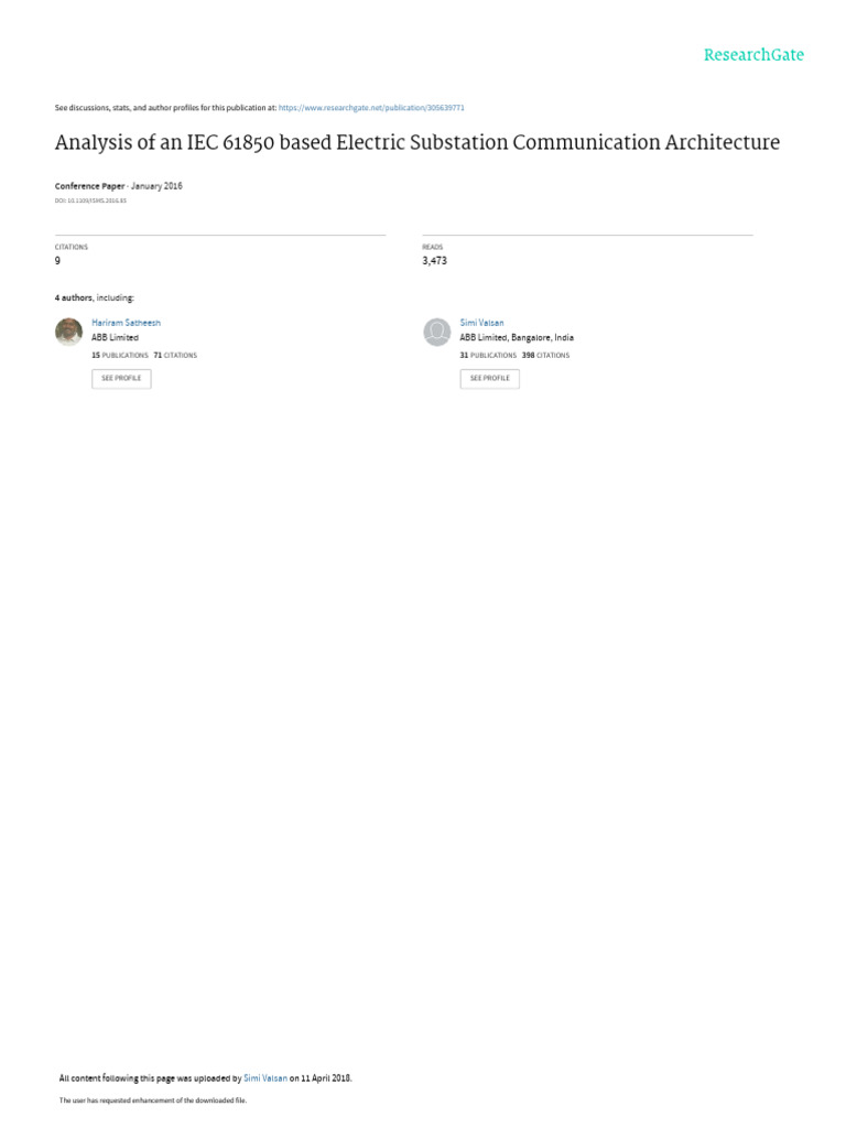 IEC 61850 Substation Analysis | PDF | Electrical Substation | Computer Network