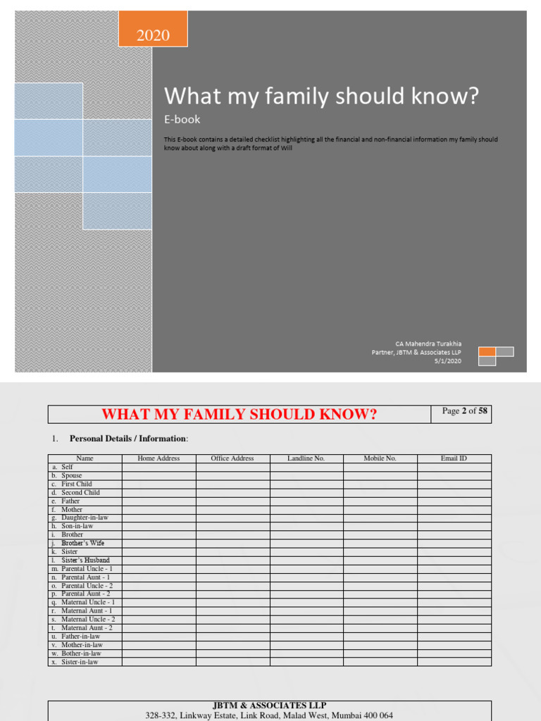 What My Family Should Know With Sample Draft Will Final | PDF ...