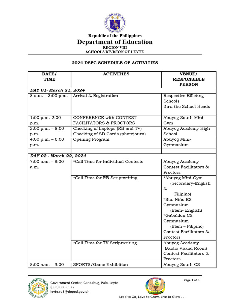 DSPC-Program-of-Activities | PDF | Entertainment | Human Communication