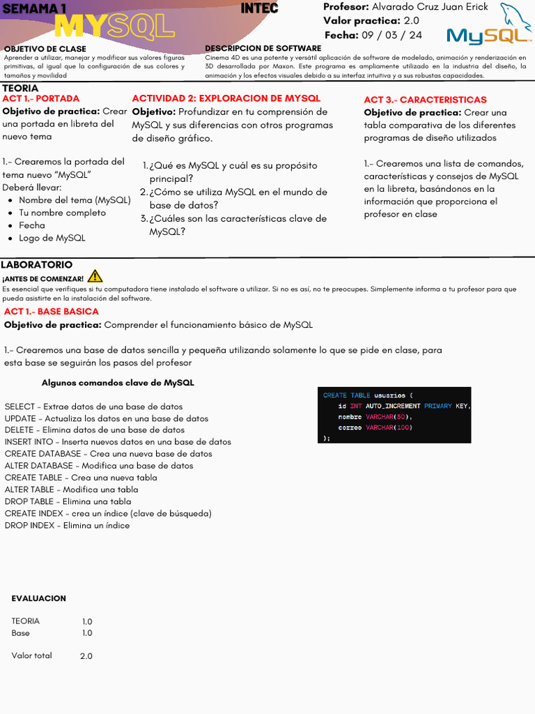 MySQL - Semana 1 | PDF | Mi sql | Bases de datos
