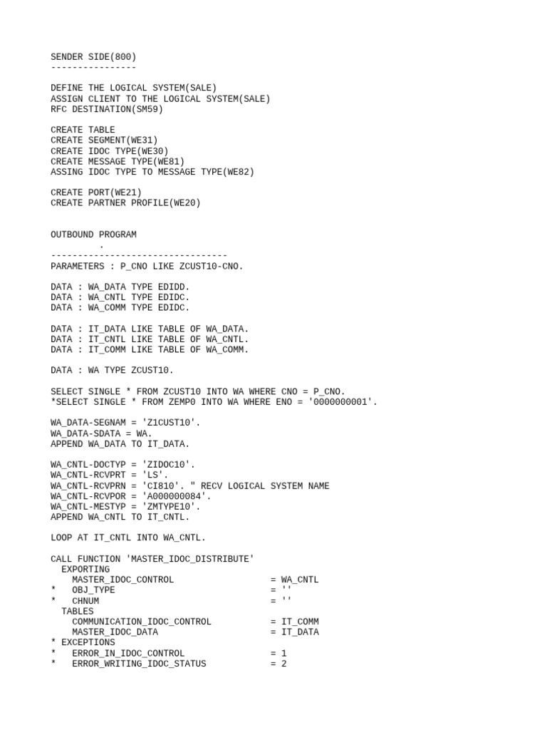 Custom Idoc Configuration Pdf Software Engineering Computer Programming 