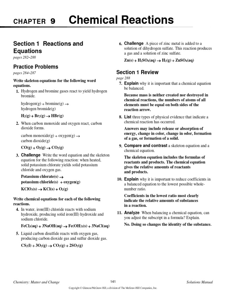 Solutions Manual Chemical Reactions Teacher Editable | PDF | Chemical Reactions | Precipitation ...