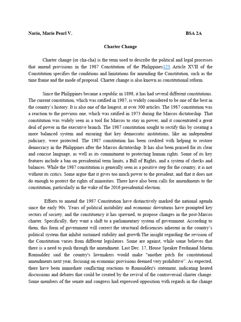 Charter-Change (1) | PDF | Constitutional Amendment | Constitution