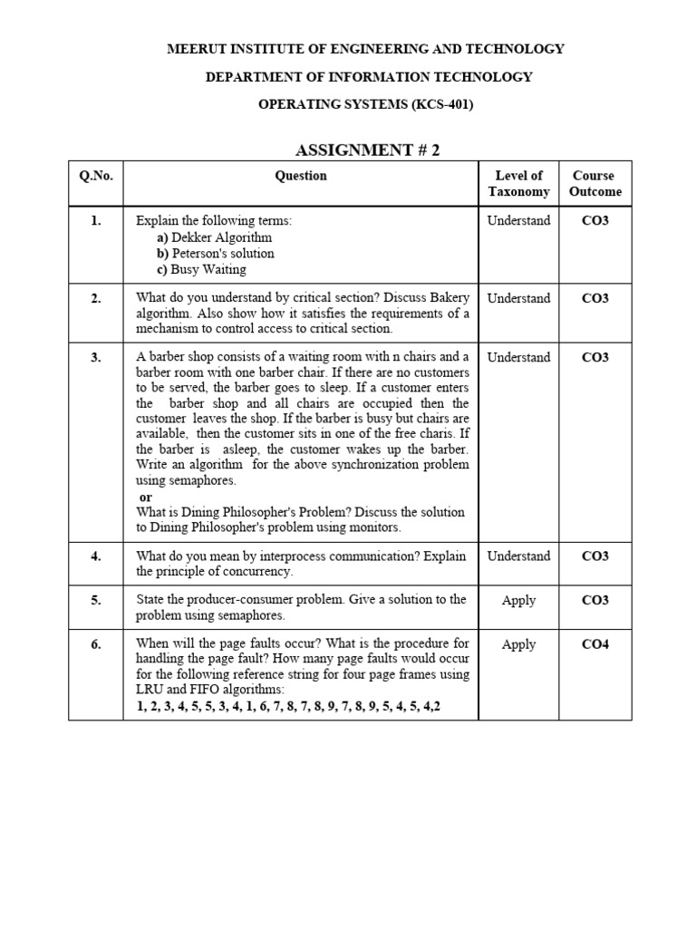 OPERATING SYSTEMS Assignment | PDF | Algorithms And Data Structures ...