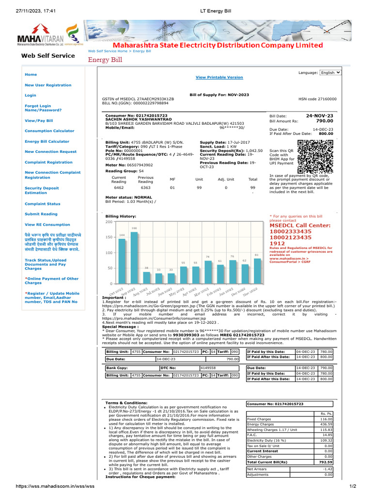 LT Energy Bill - PDF Sachin | PDF | Cheque | Receipt