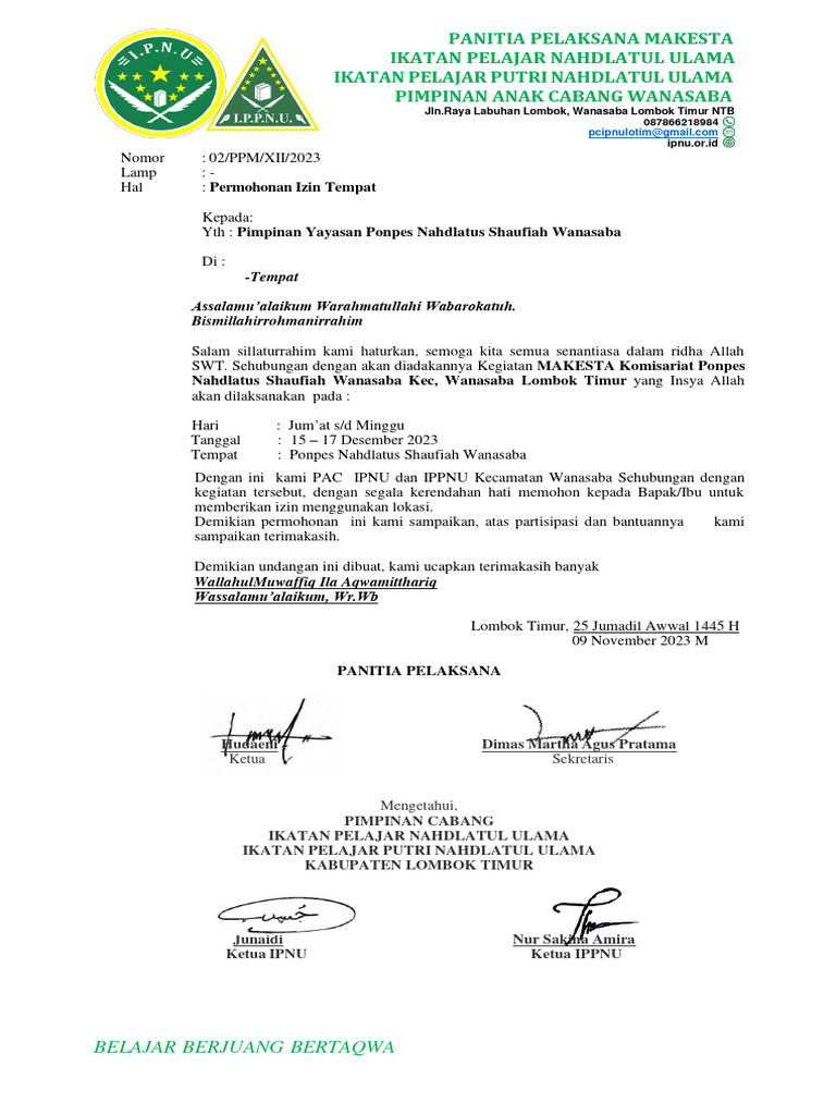 surat izin lokasi makesta NS 2 | PDF