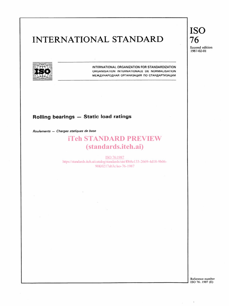 ISO-76-1987_2 | PDF | International Organization For Standardization | Bearing (Mechanical)