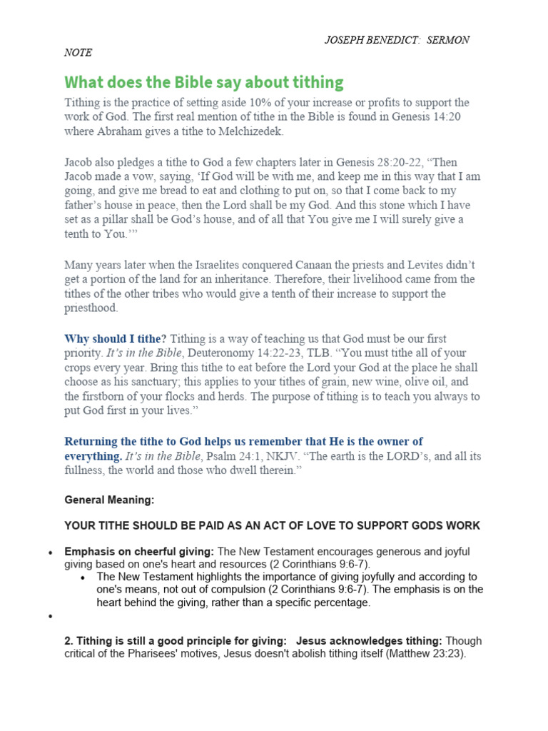 Biblical Insights on Tithing | PDF | Tithe | Bible Content