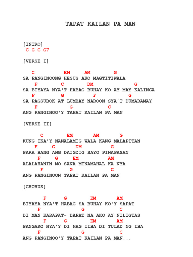 Tapat Kailan Pa Man Chords | PDF