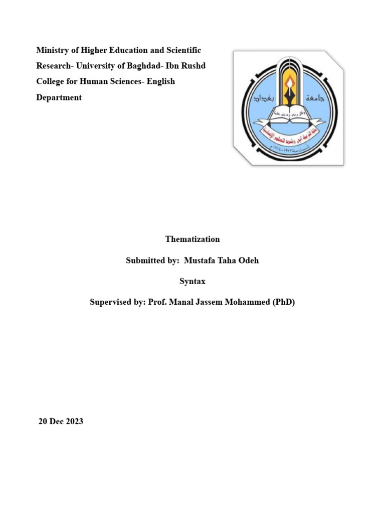Thematization | PDF | Syntax | Grammar