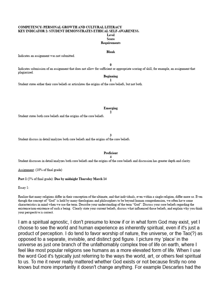 PHI 215 - Ethical Self-Awareness-God | PDF | God | Reality