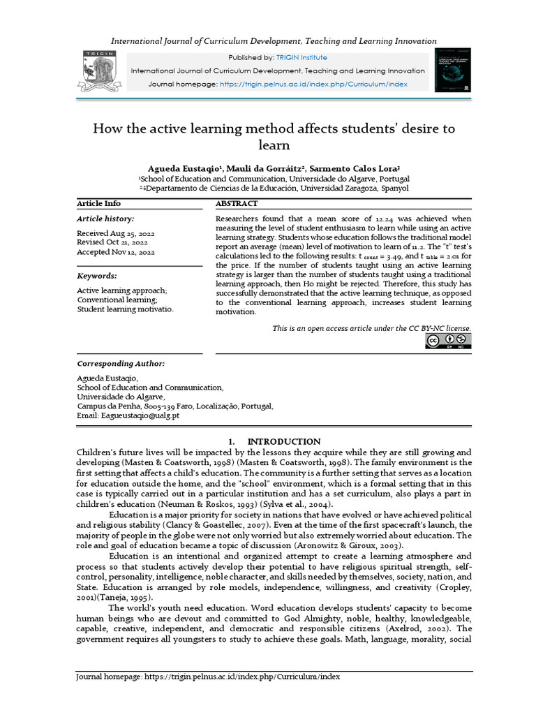 How The Active Learning Method Affects Students' Desire To Learn | PDF ...