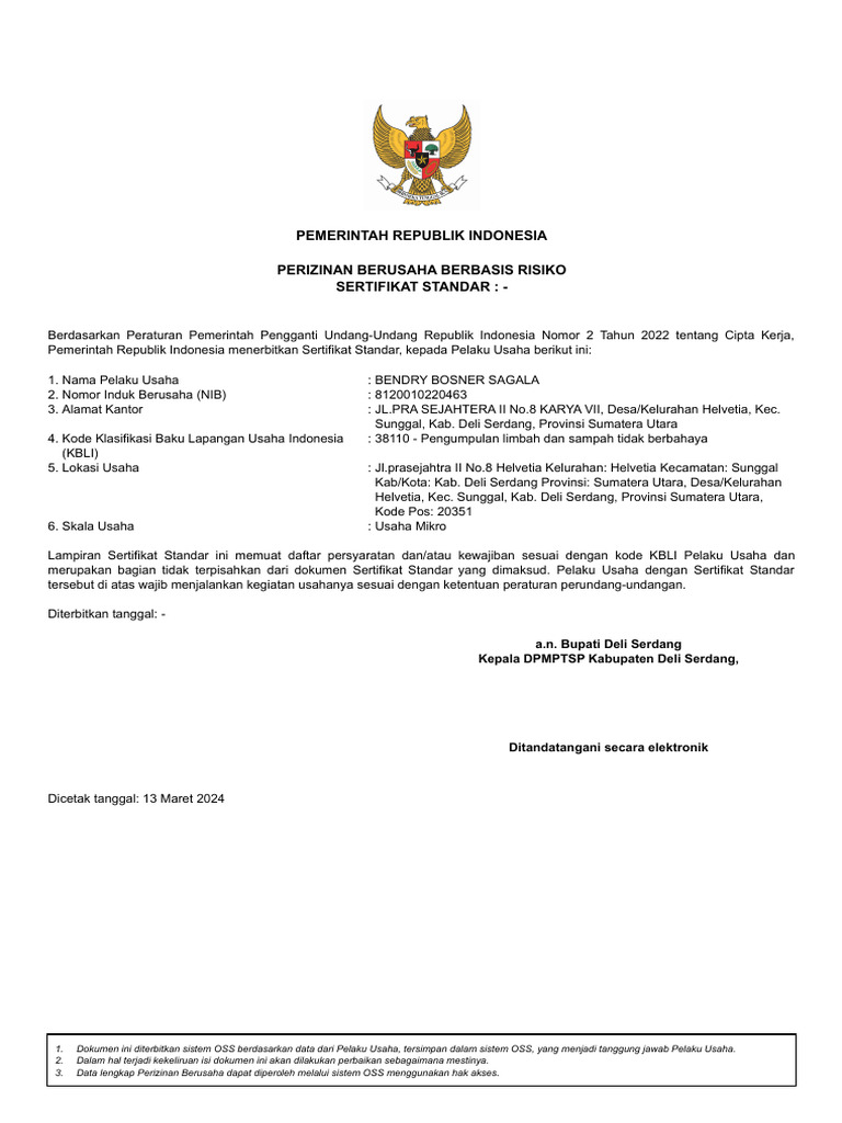 sertifikat standard sagala | PDF sertifikat standard sagala | PDF