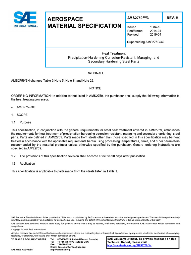 Sae Ams 2759-3H-2019 | PDF | Heat Treating | Chemistry