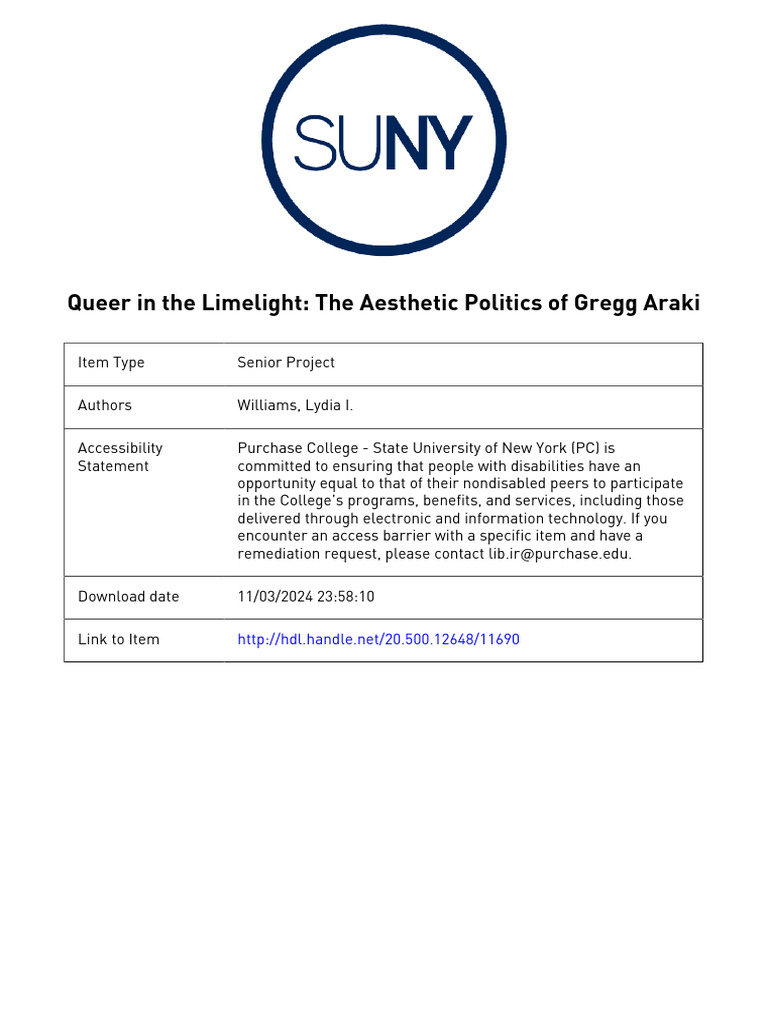 The Aesthetic Politics of Gregg Araki | PDF