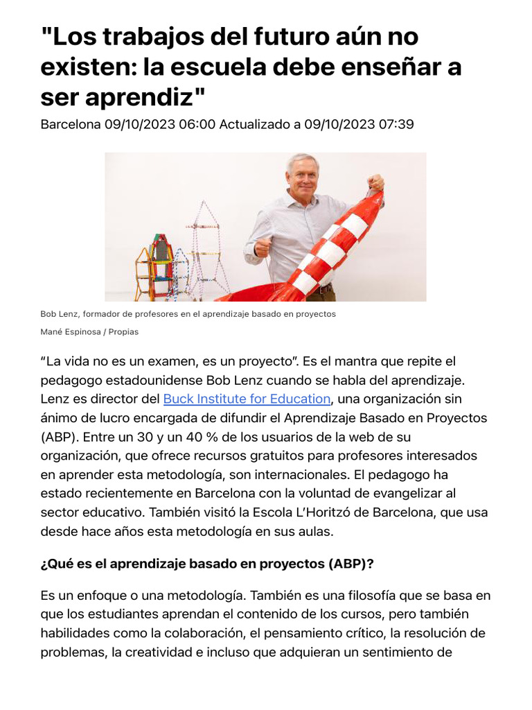 Los Trabajos Del Futuro Aún No Existen: La Escuela Debe Enseñar A Ser ...