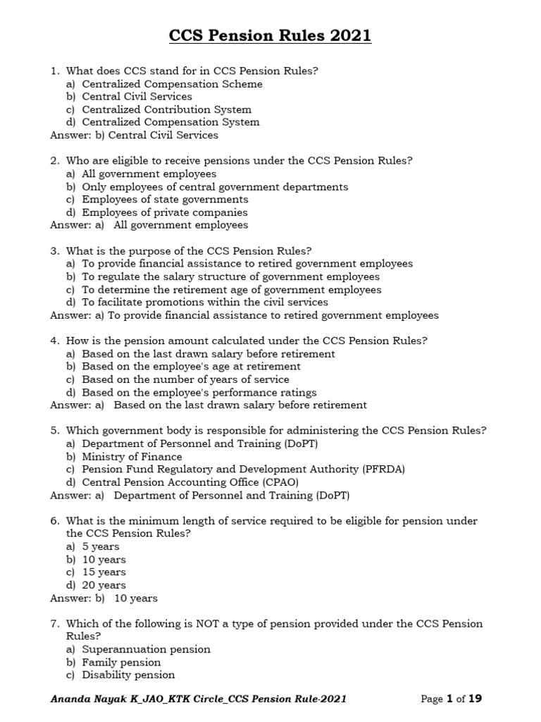 CCS Pension Rules | PDF | Pension | Retirement