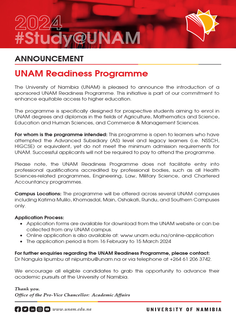 UNAM Readiness Programme 2024 | PDF | Business | Technology & Engineering