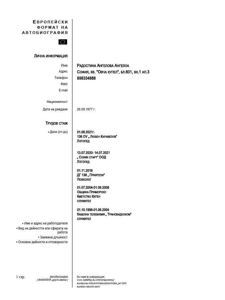 EU Format CV-BG | PDF