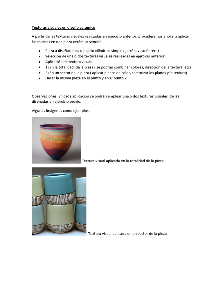 Texturas Visuales en Cerámica | PDF | Métodos y materiales de enseñanza ...