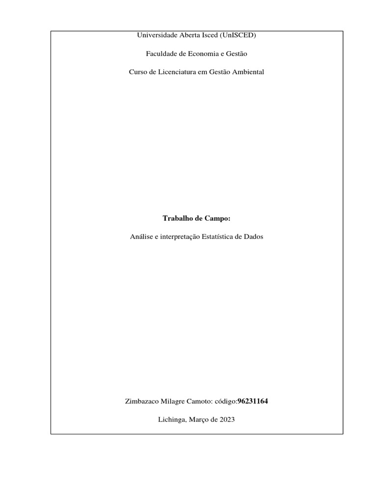 Universidade Aberta ISCED 2 | PDF | Dados | Estatísticas