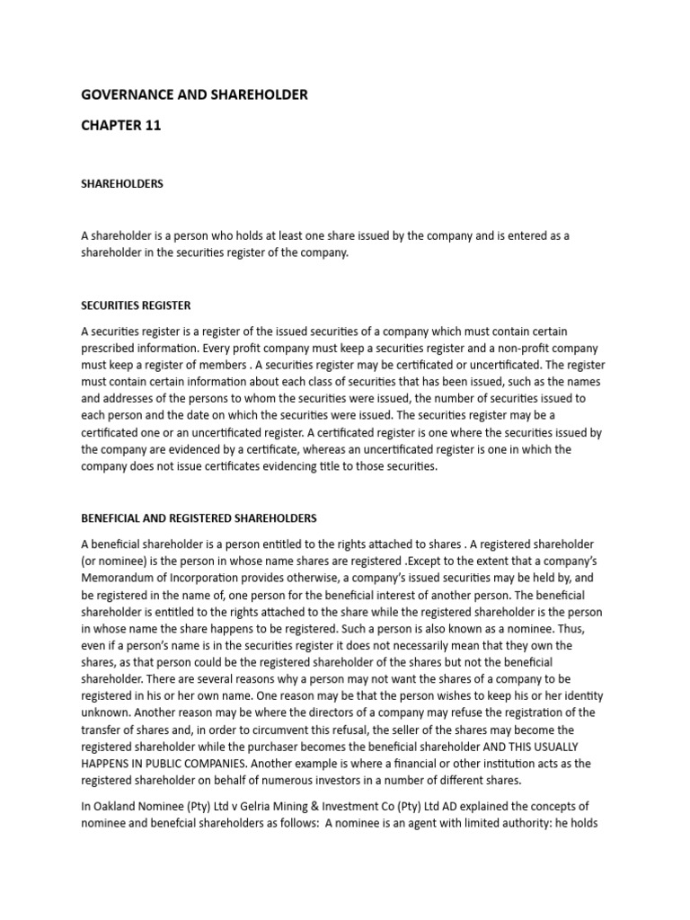 Business Entities Second Semester Notes | PDF | Proxy Voting ...