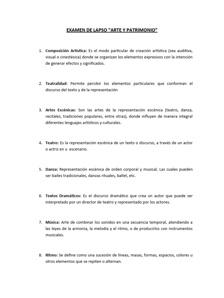 arte y patrimonio examen de lapso | PDF | Bailes | Sonido