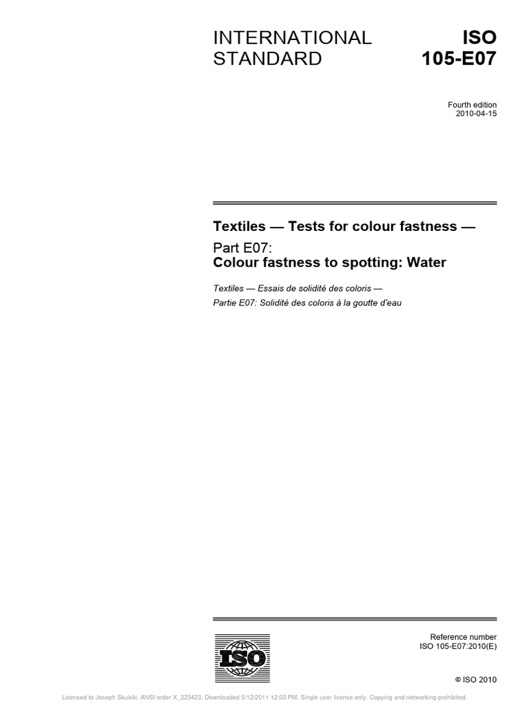 Iso 105-E07-2010 | PDF | International Organization For Standardization ...