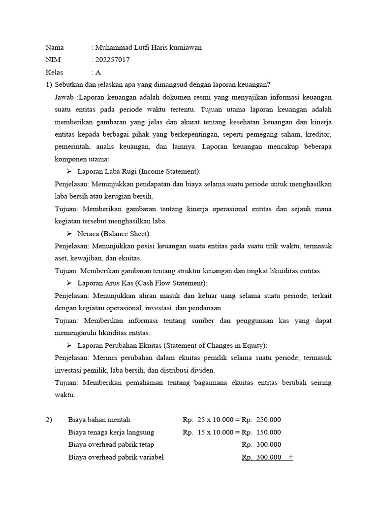 Analisis Laporan Keuangan dan Metode FIFO | PDF