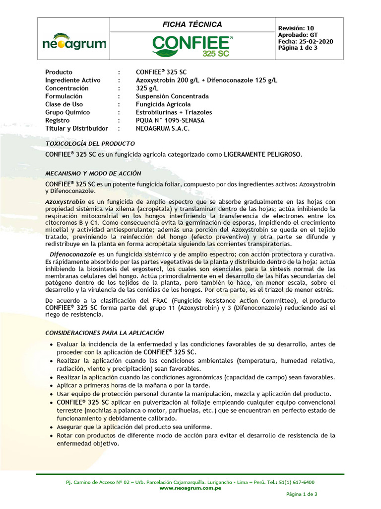 FT - Confiee 325 SC | PDF | Hongo