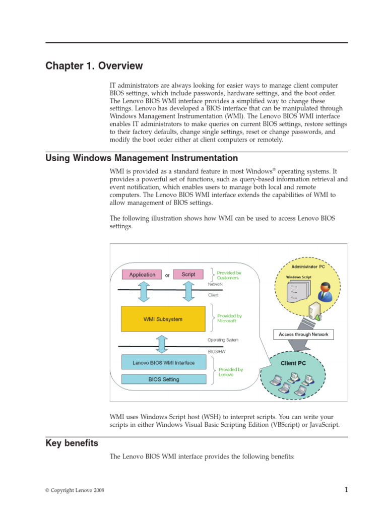 Lenovo BIOS Setup Using Windows Management Instrumentation Deployment Guide V | PDF | Bios ...