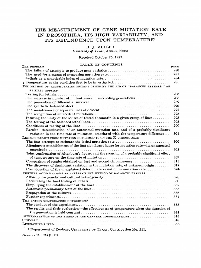 THE MEASUREMENT OF GENE MUTATION RATE | PDF | Mutation | Genetics